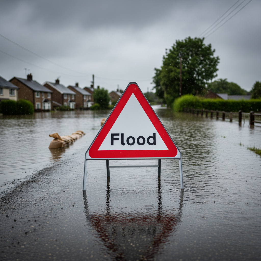 Premium Flood Triangle Metal Sign Face - 750mm | UK